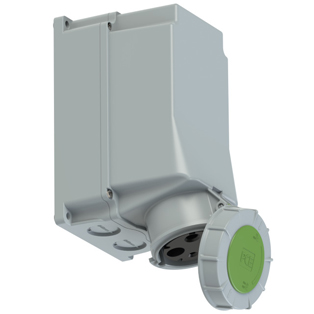 PCE 143-10, CEE-wall mounted socket 125A 3p 10h IP67 POWER TWIST