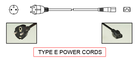 Primary Country known for using TYPE E power cords is Belgium, France ...