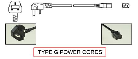Primary Countries known for using TYPE G power cords is the United ...