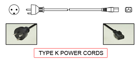 Primary Country known for using TYPE K power cords is Denmark.