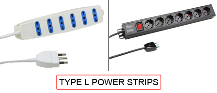Primary Country known for using TYPE L power strips is Italy.