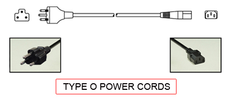 Primary Country known for using TYPE O power cords is Thailand.