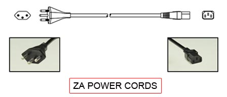 ZA Power Cords, New electrical configuration used in South Africa.