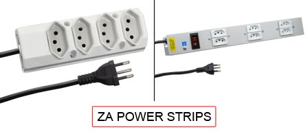 ZA Power strips, New electrical configuration used in South Africa.